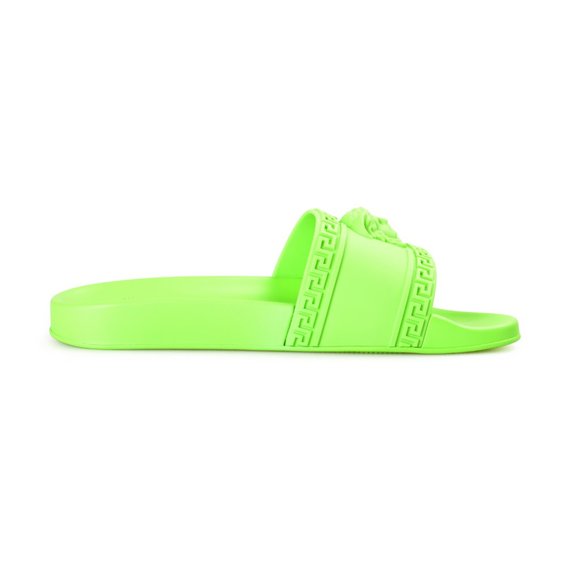 Versace | Shoes | Versace Mens Neon Green Medusa Head Embossed Pool ...